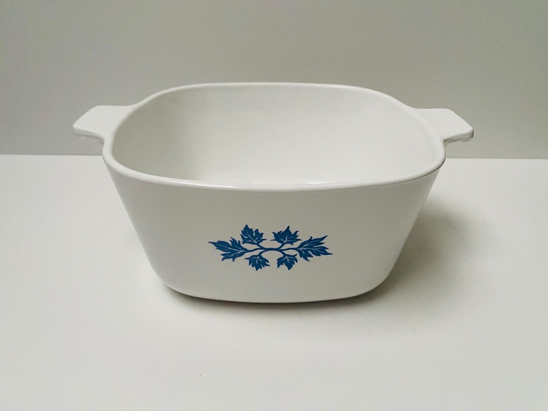 Vintage Dutch PYROFLAM White With Blue Leaves Large Glass Square ...