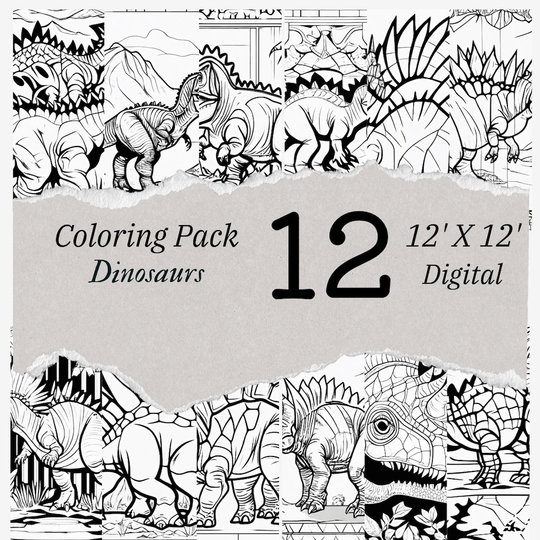 Dinosaurs Digital Coloring Pack - Etsy