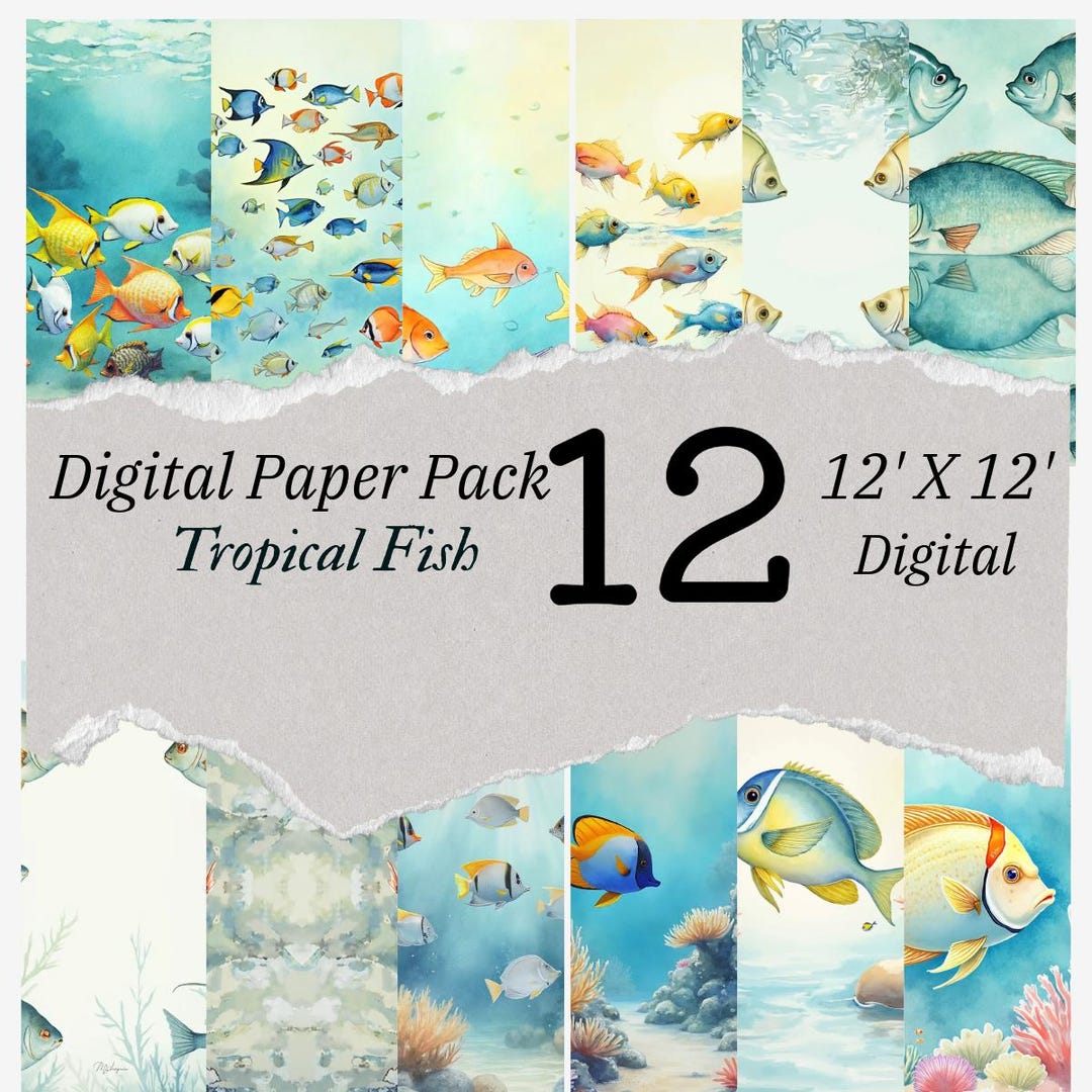 Tropical Fish Themed Digital Paper for Your Crafting Projects - Etsy