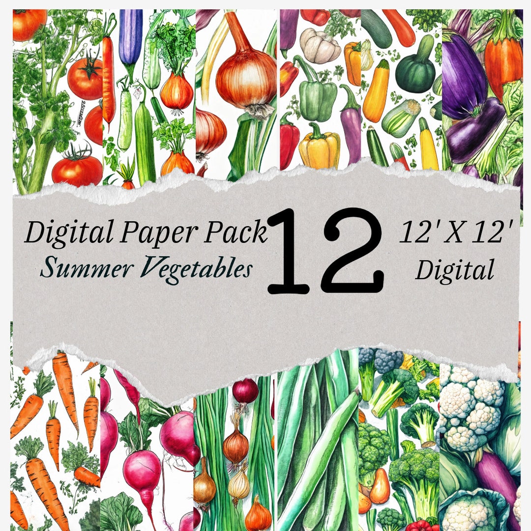 Summer Vegetable Themed Digital Paper for Your Crafting Projects - Etsy