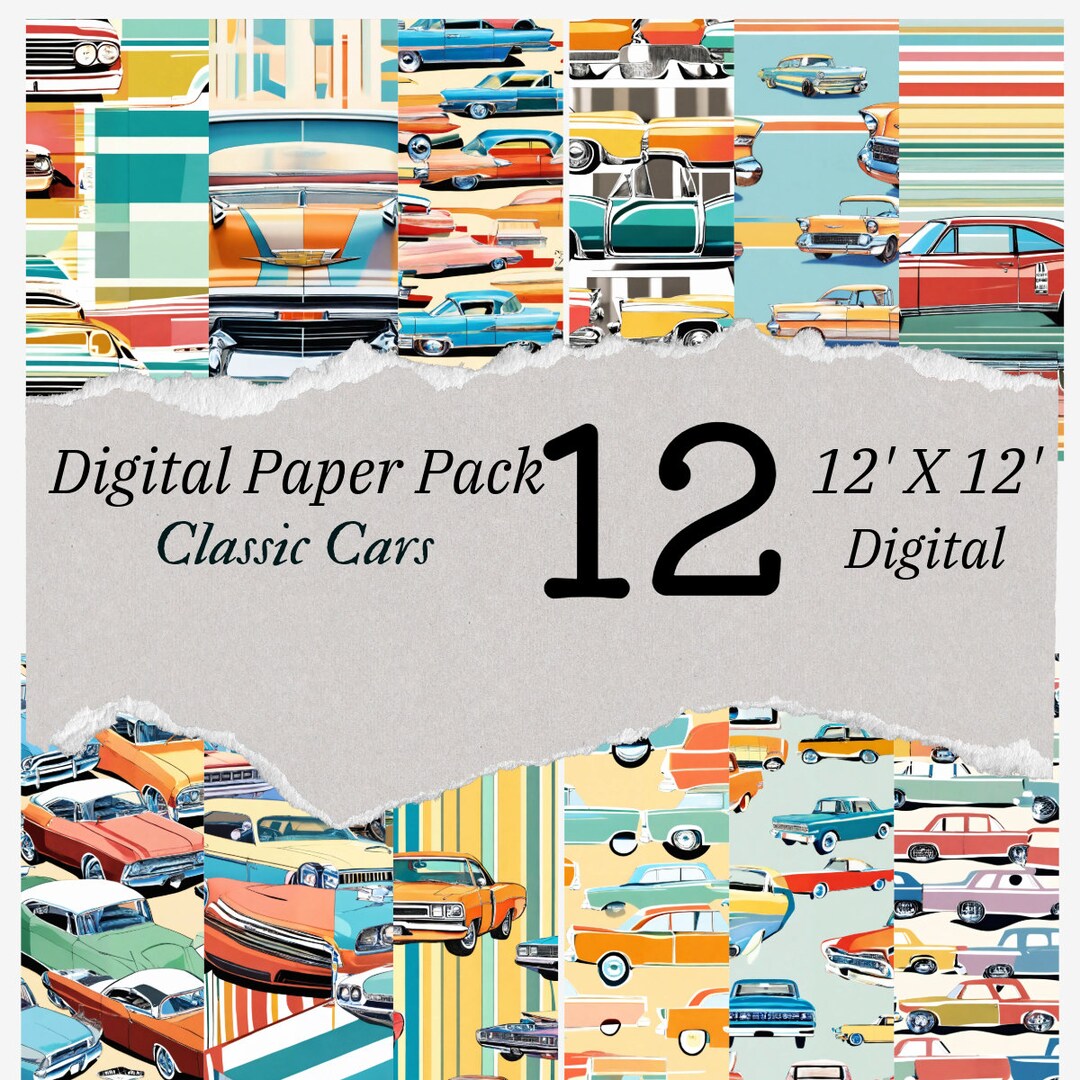 Classic Cars Digital Paper for Your Crafting Projects - Etsy