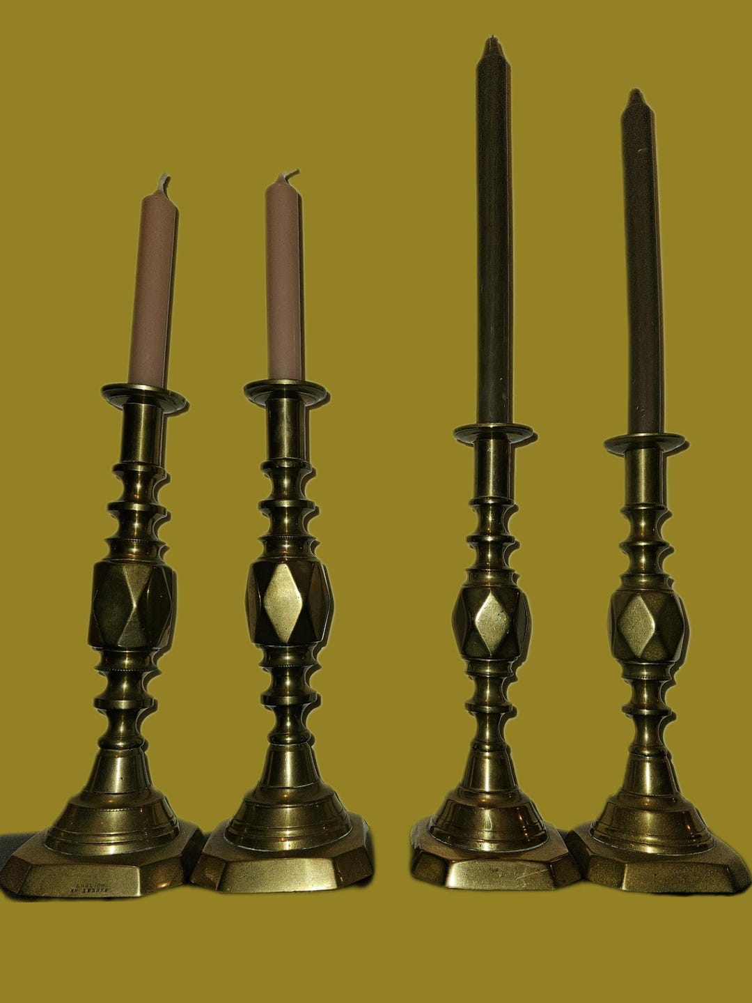 Vintage Diamond Prince & Diamond Princess Brass Candlesticks - 2 ...