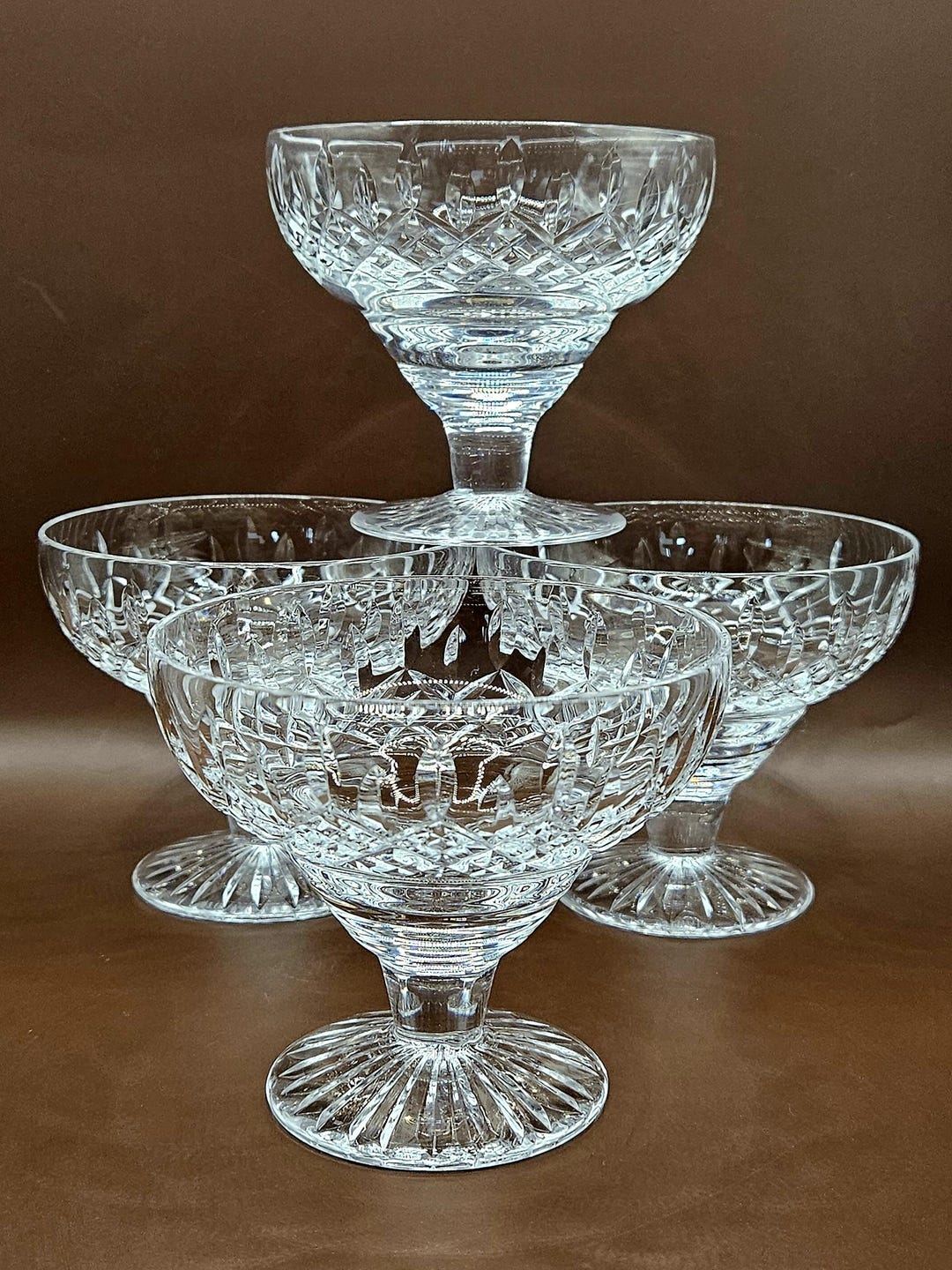 Vintage Stuart Crystal Cut Glass Pedestal Dessert Bowls – Set of 4 (9 ...