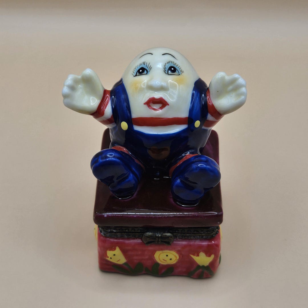 Vintage Nursery Rhyme Humpty Dumpty Porcelain Hinged Keepsake Trinket ...