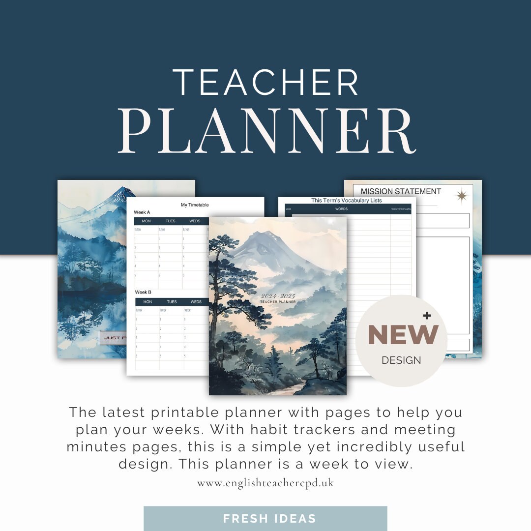 Teacher Planner, Japanese Water Color. - Etsy