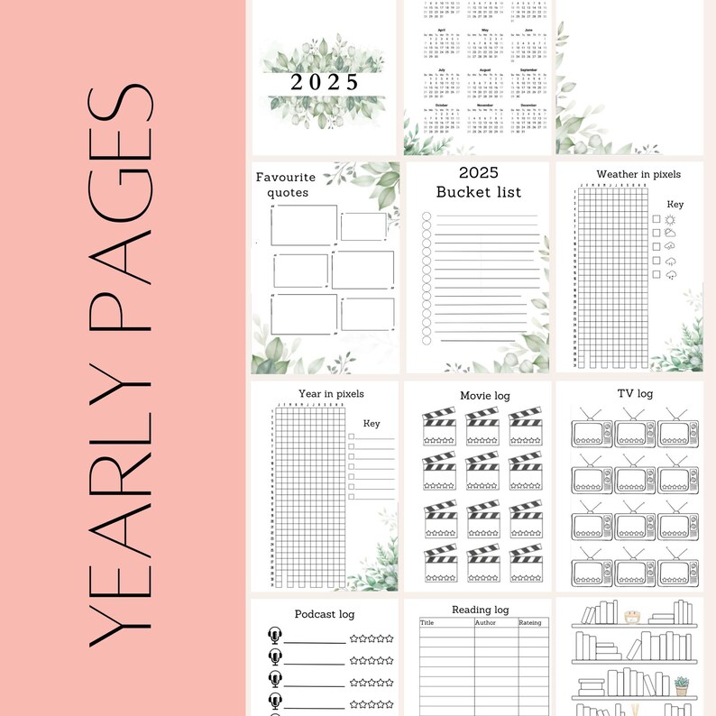 2025 Bullet Journal Printable | Monthly and Weekly Calendar | Instant ...