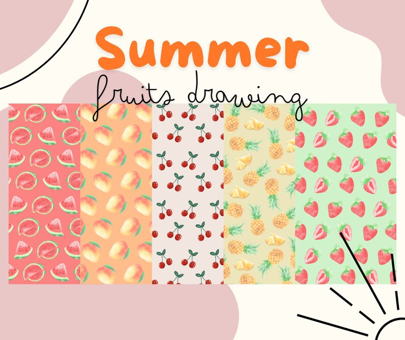 Summer Fruits Digital Wallpaper, Fruits Digital Pattern, Fruit Seamless ...