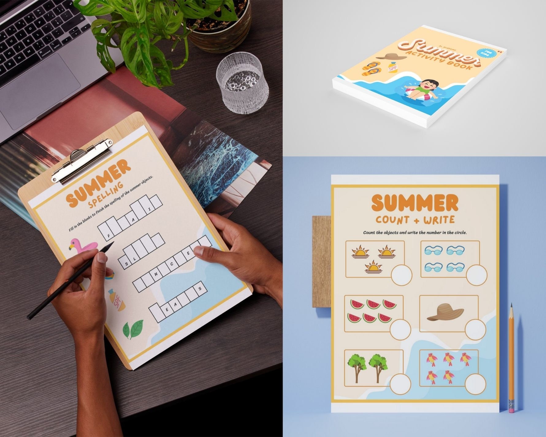 Printable Activity Worksheets Bundle for Kids | Summer Season Theme ...