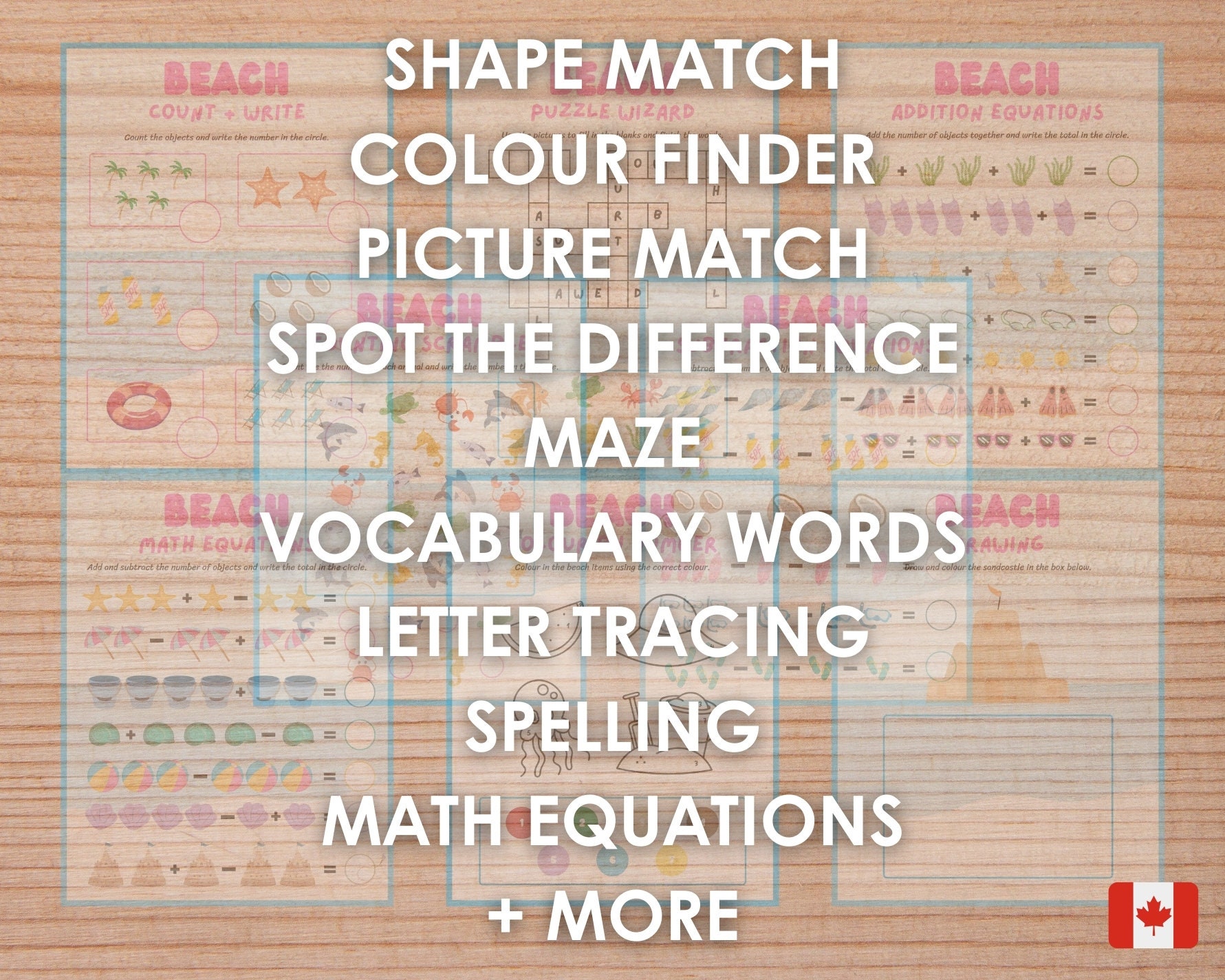 Printable Activity Worksheets Bundle for Kids Summer Beach Theme ...