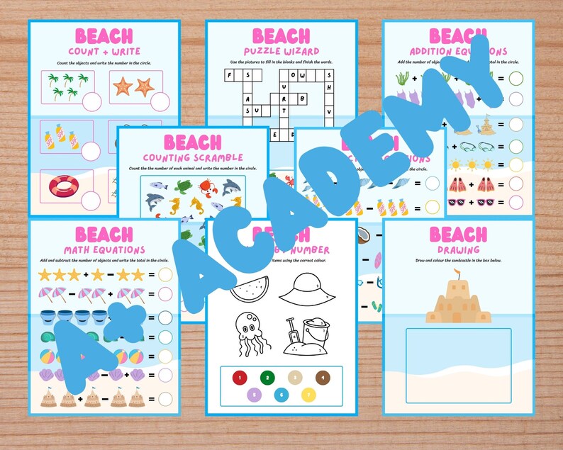 Printable Activity Worksheets Bundle for Kids | Summer Beach Theme ...