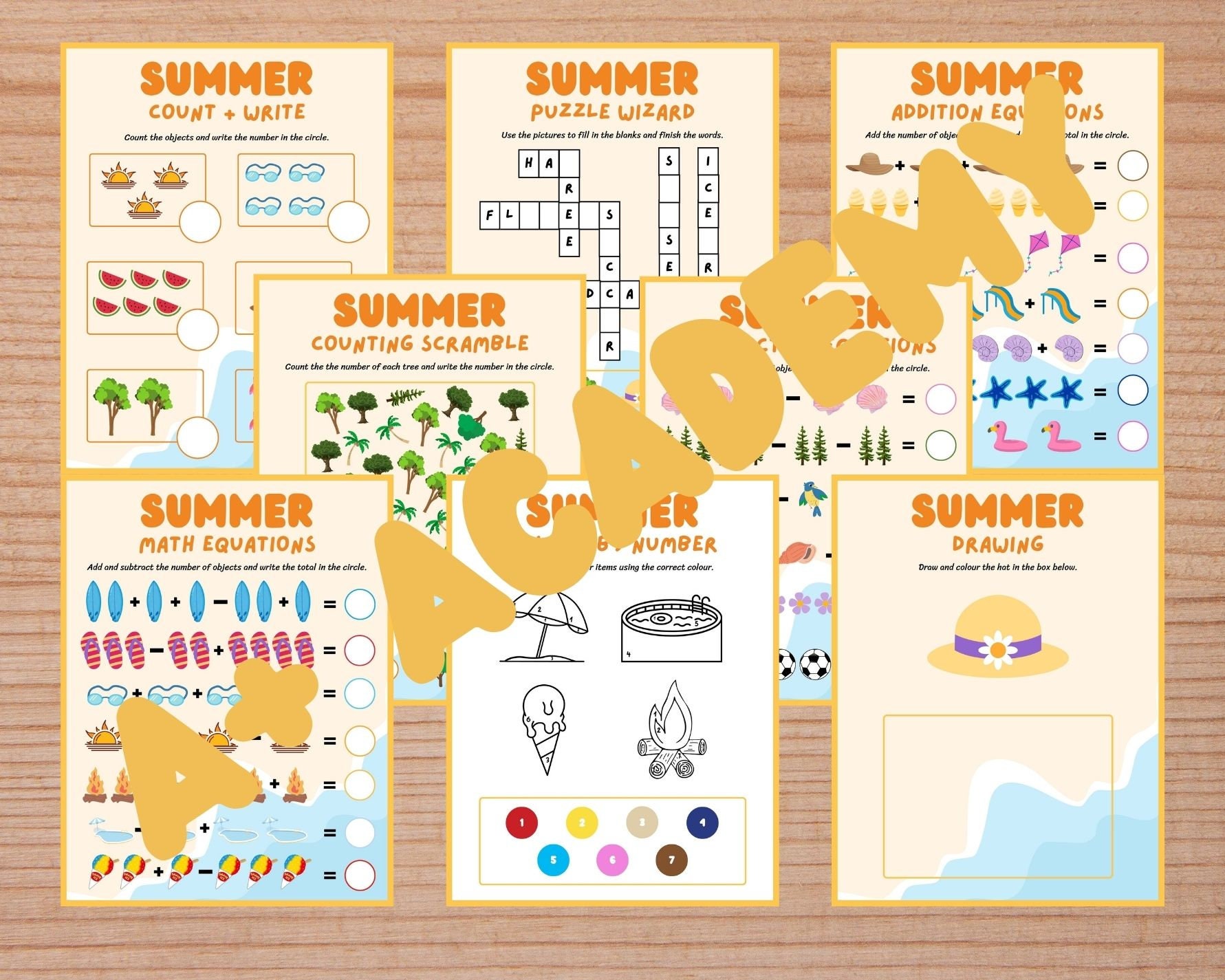 Printable Activity Worksheets Bundle for Kids | Summer Season Theme ...
