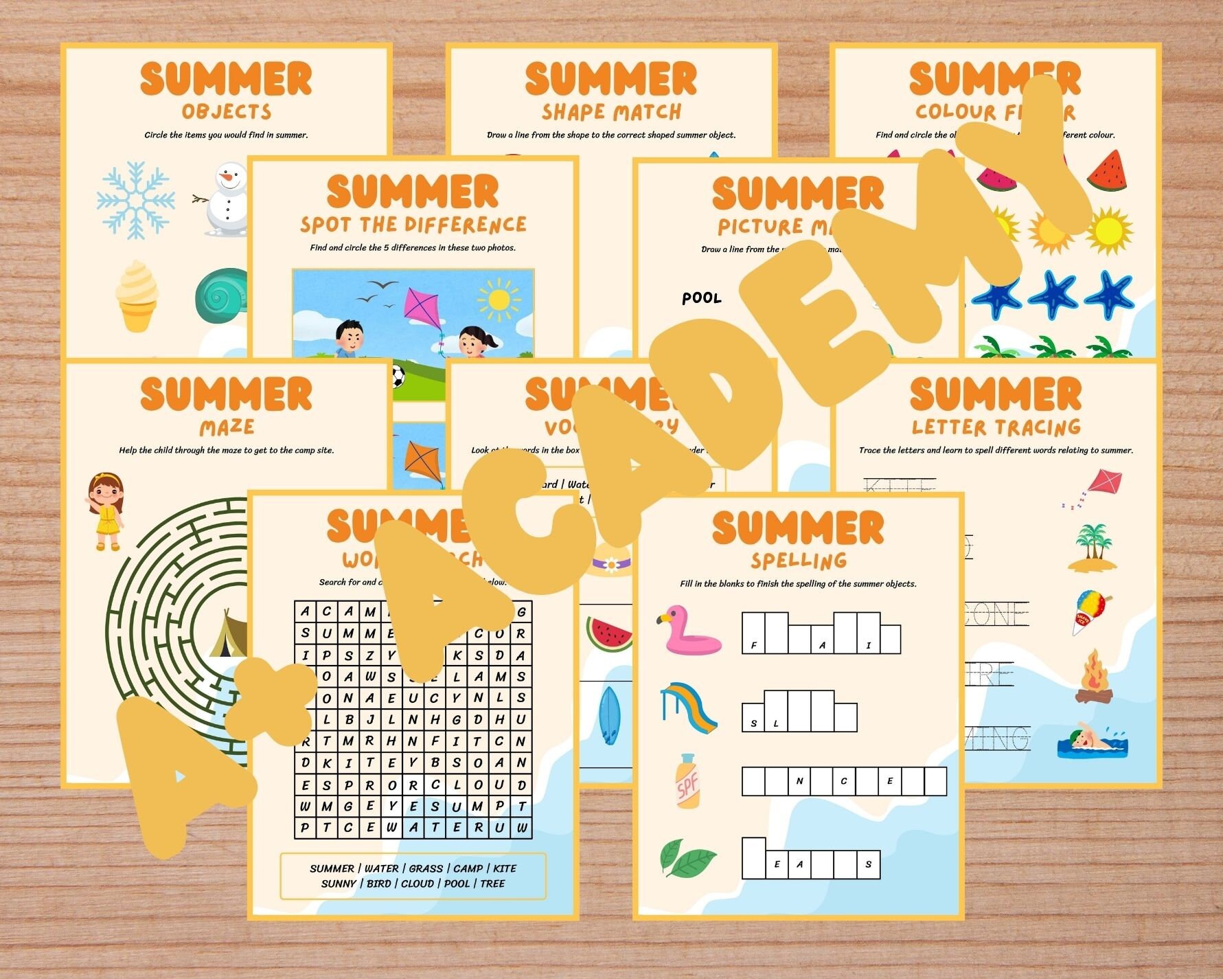 Printable Activity Worksheets Bundle for Kids | Summer Season Theme ...