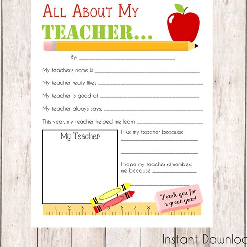 Teacher Information Sheet Printable Instant Download Teacher - Etsy ...
