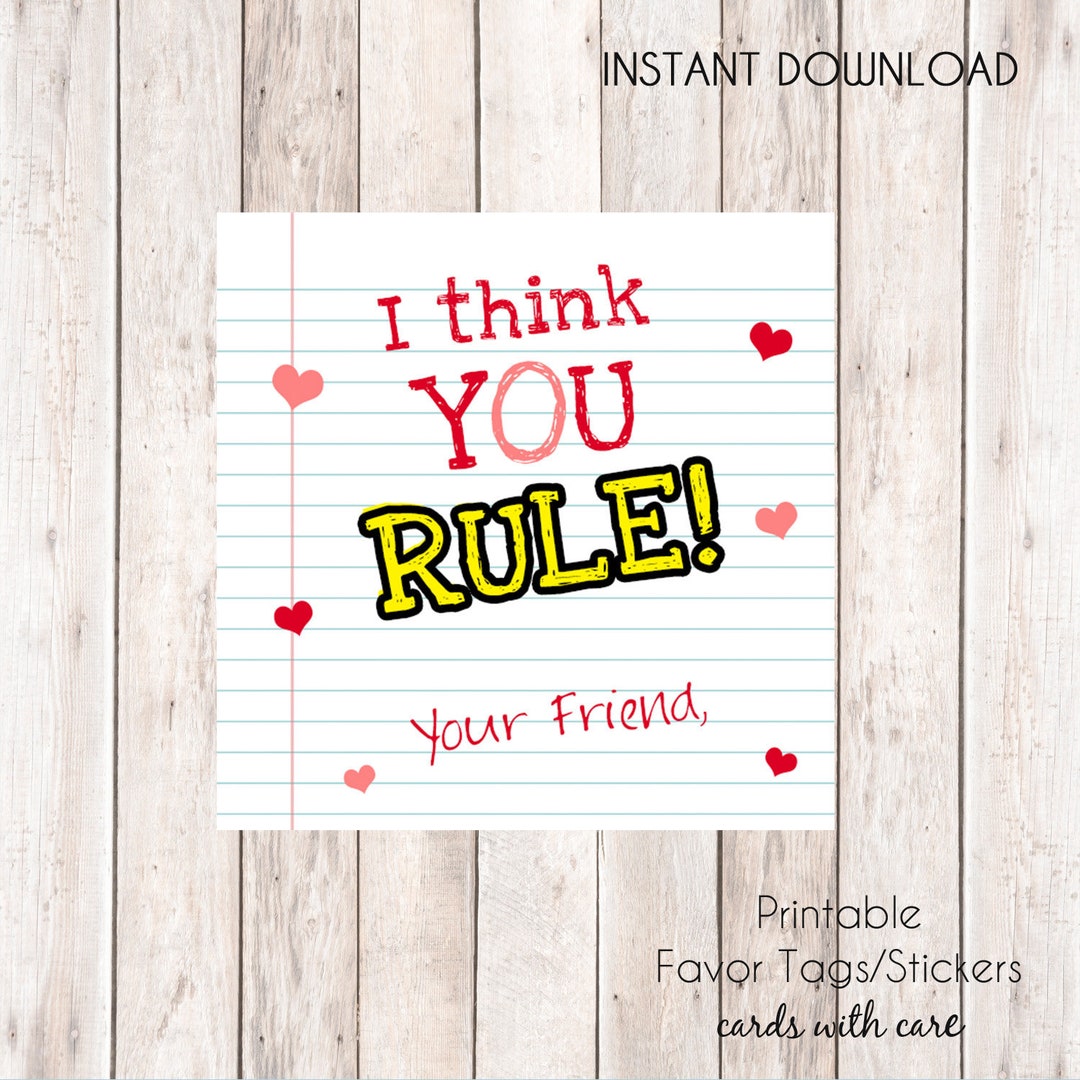 You Rule Ruler Valentine Tags or Stickers From Cards With Care, School ...