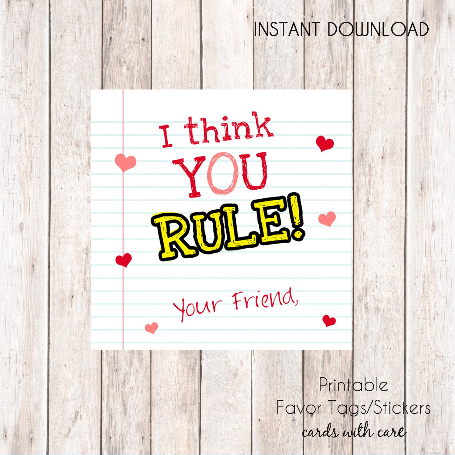 You Rule Ruler Valentine Tags or Stickers From Cards With Care, School ...