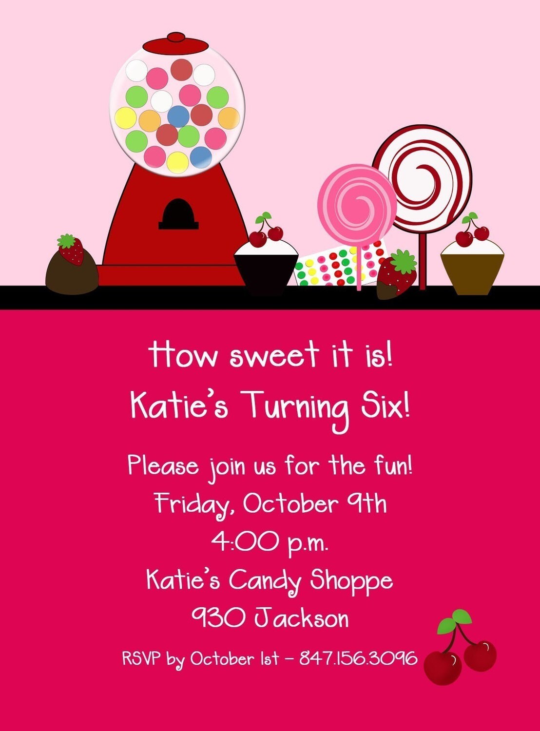 Candy Sweet Shop Invitation, Printable Invitation Design, Custom ...