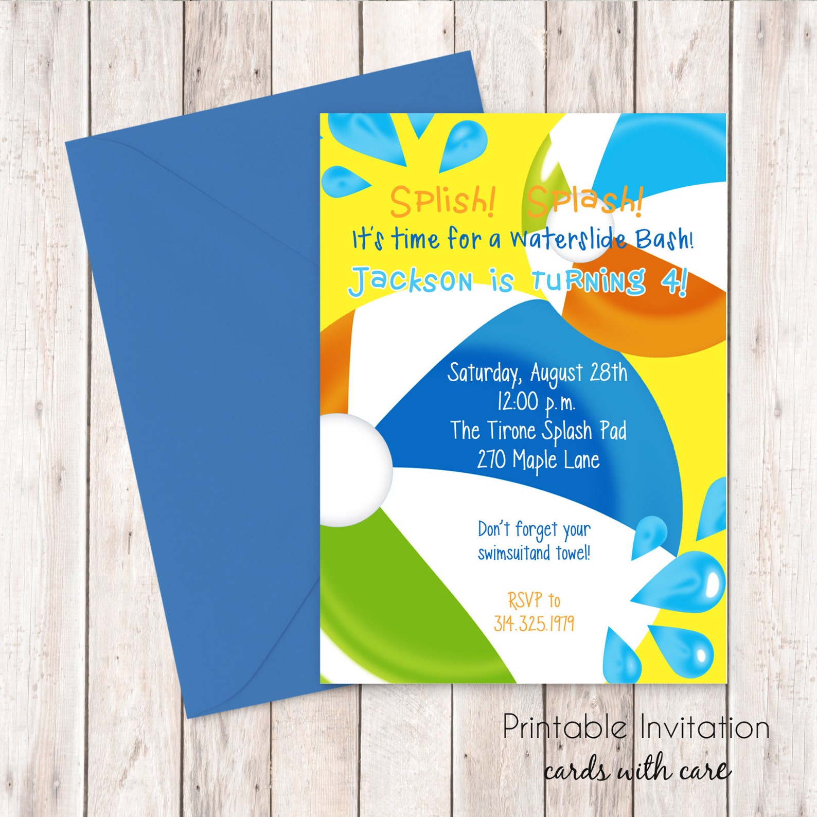 Swimming Party Invitation, Printable Invitation Design, Custom Wording ...