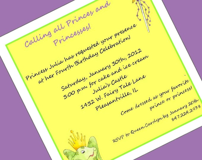 Princess Theme Birthday Party Invitation Custom Wording - Etsy
