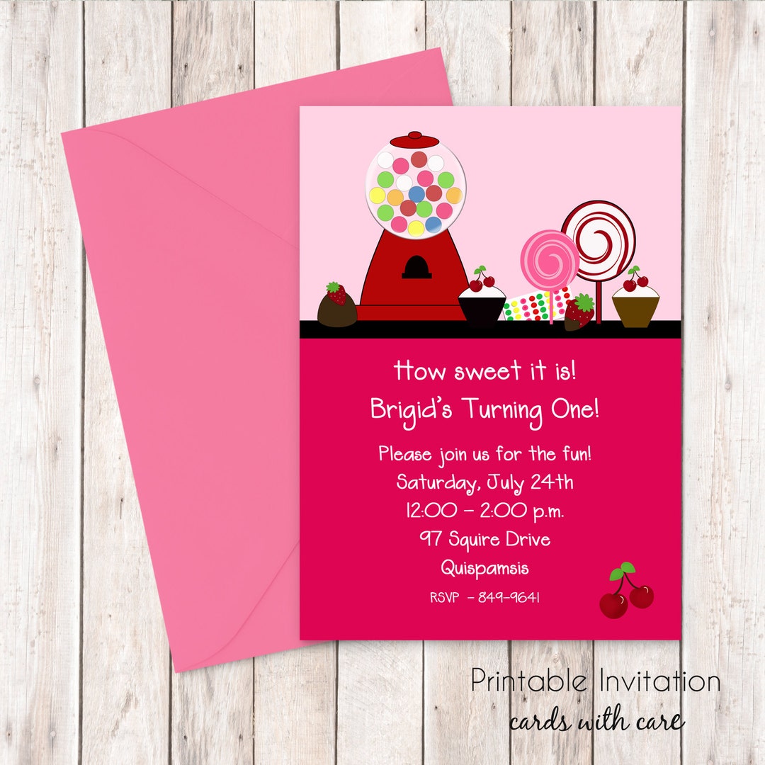 Candy Sweet Shop Invitation, Printable Invitation Design, Custom ...