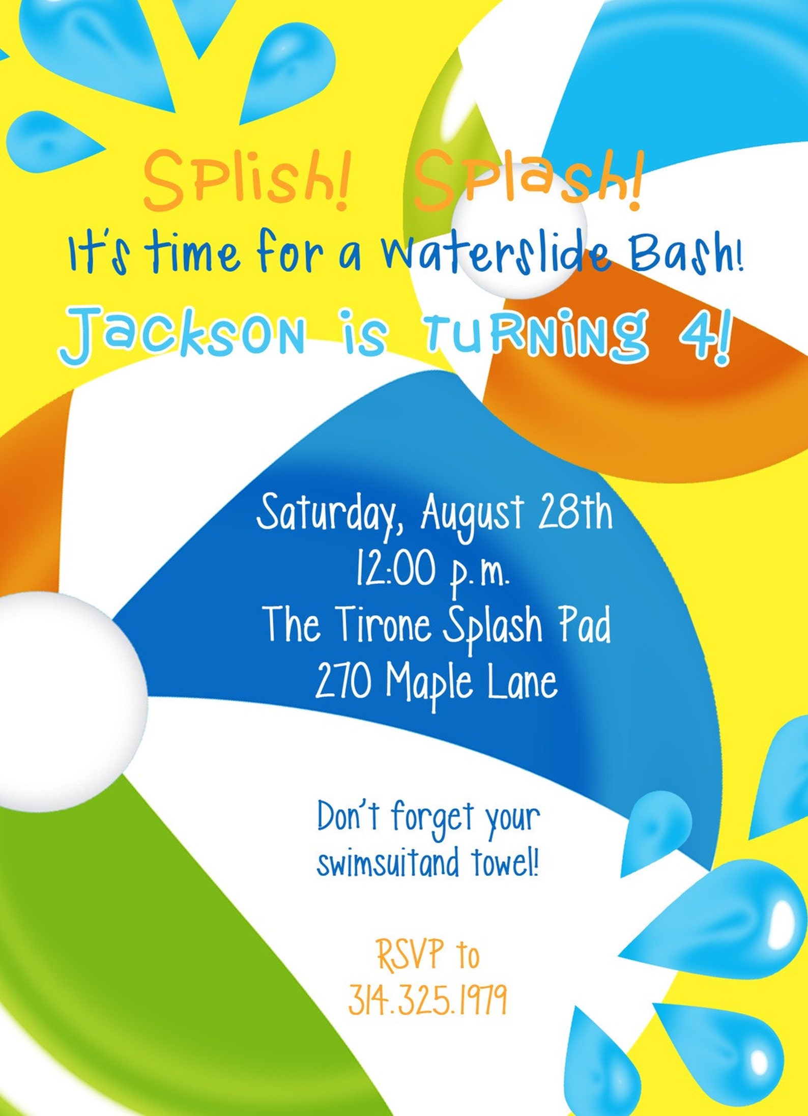 Swimming Party Invitation, Printable Invitation Design, Custom Wording ...