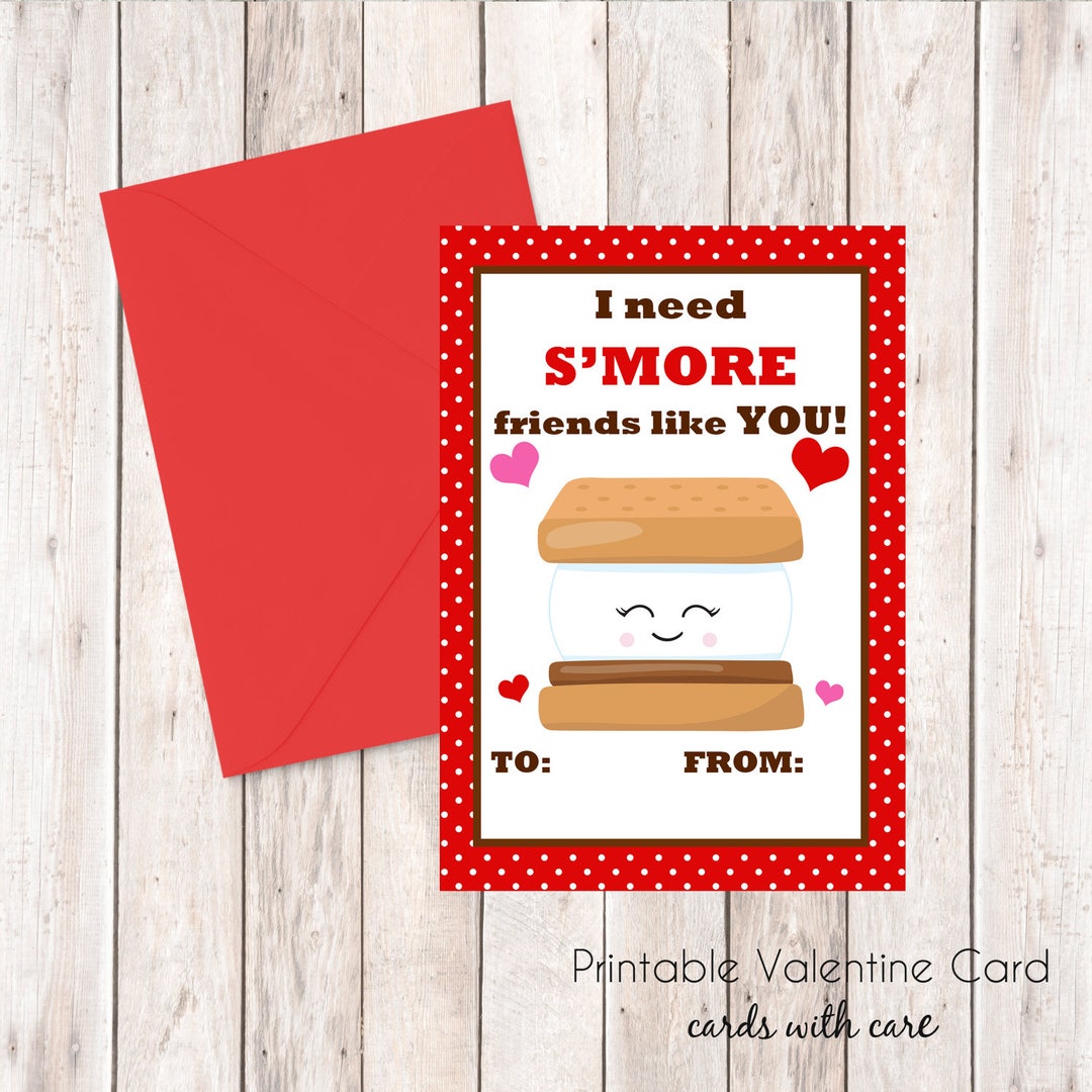 Smores Valentine Card, Printable Instant Download Cards --- Digital ...