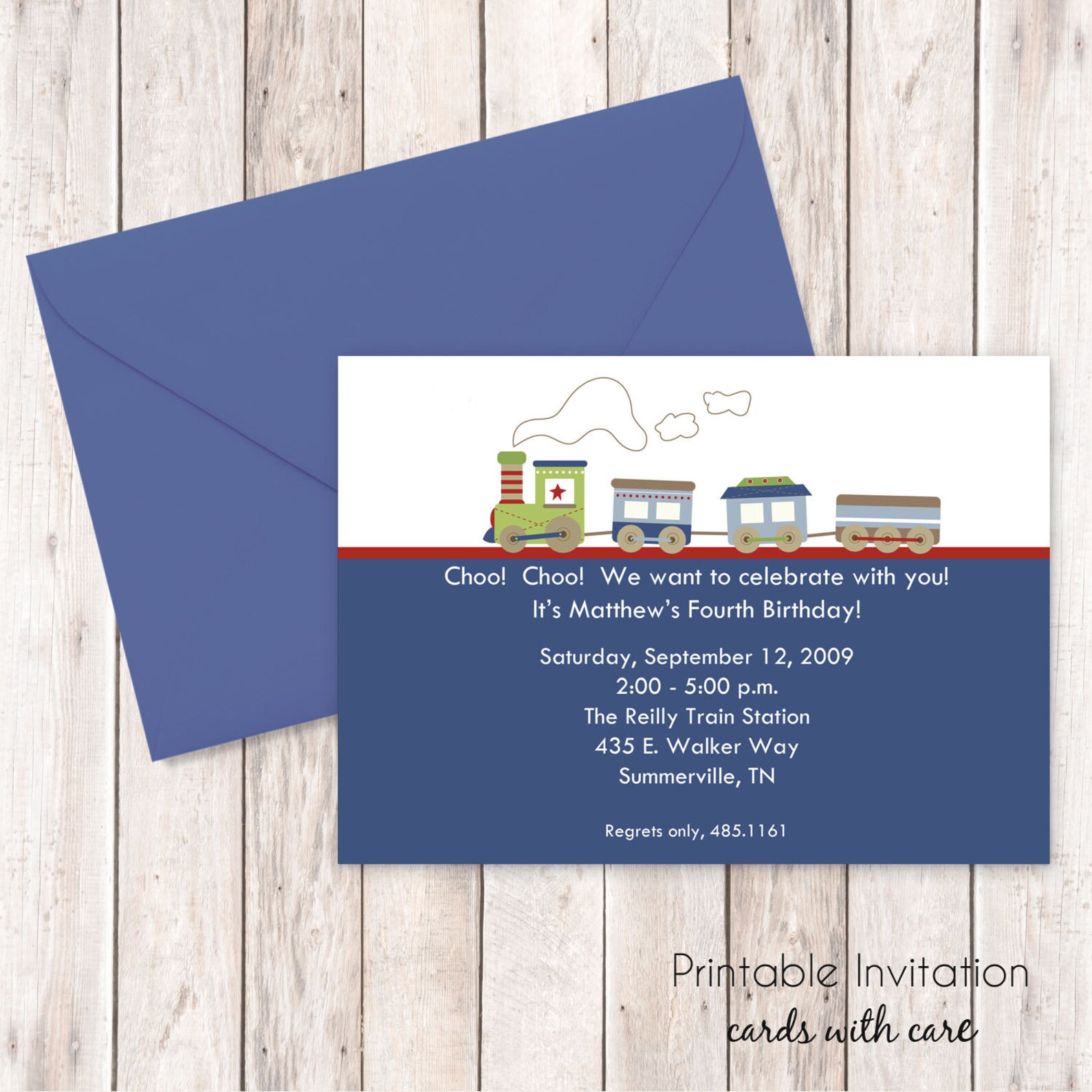 Trains Birthday Invitation, Printable Invitation Design, Custom Wording ...