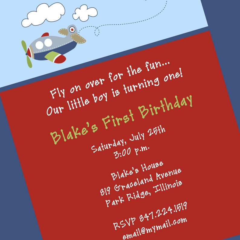 Airplane Invitation Printable Invitation Design Custom - Etsy