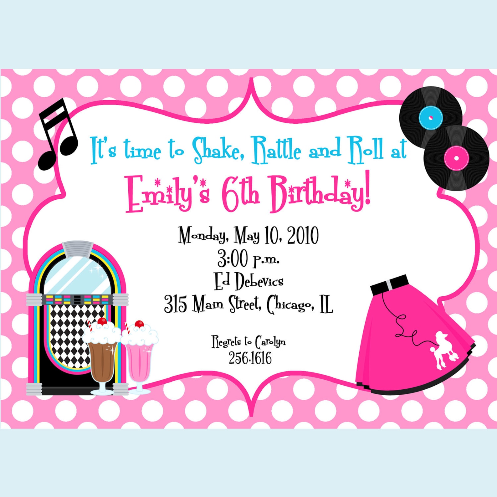 50s Invitation, Sock Hop Birthday Invitation, Printable Invitation ...