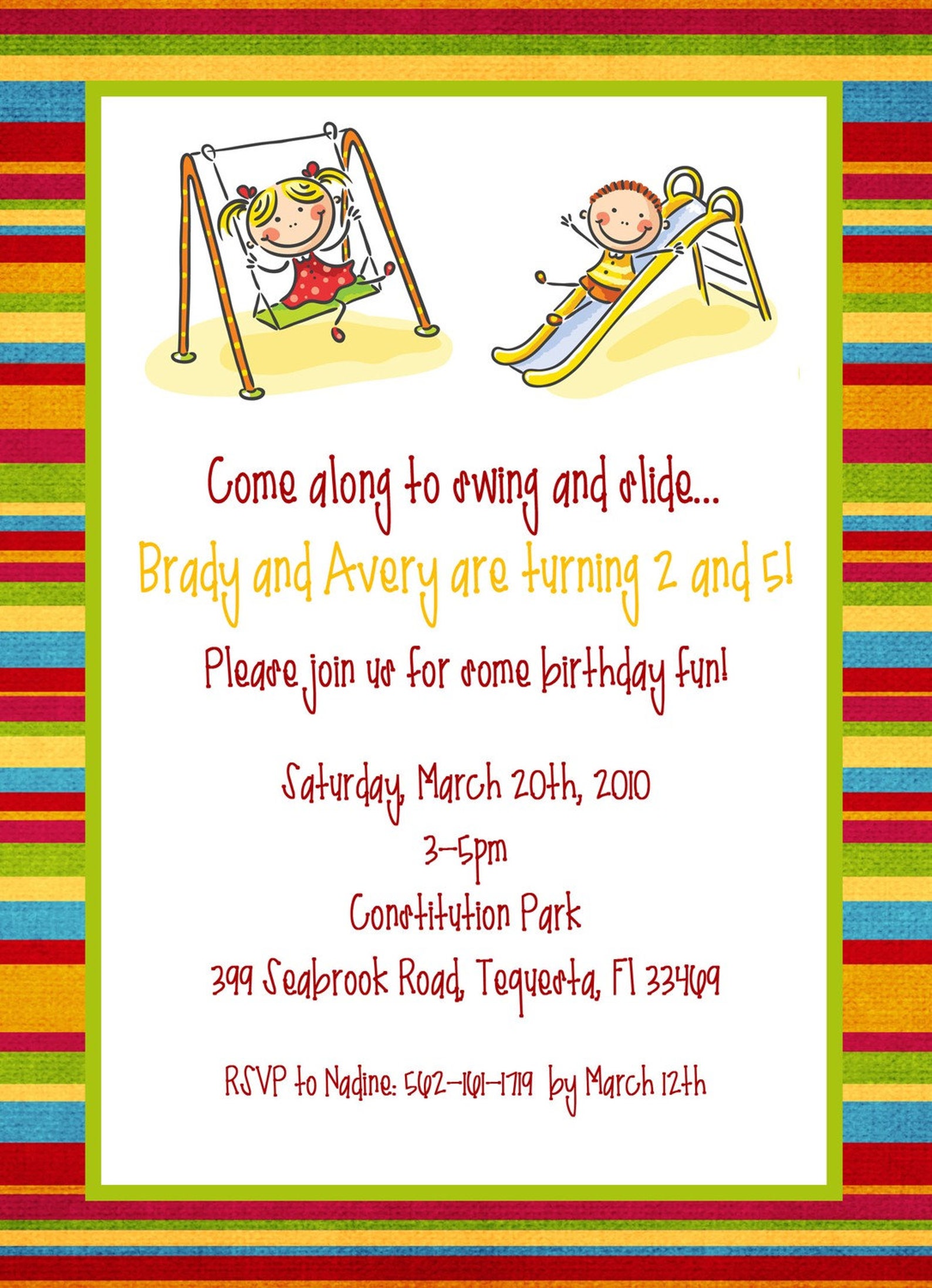 Playground/park Party Invitation Printable Invitation Design - Etsy
