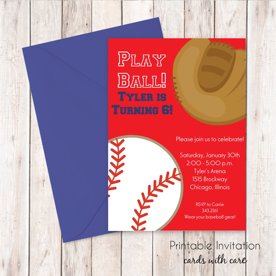 Baseball Birthday Invitation, Baseball Printable Invitation Design ...