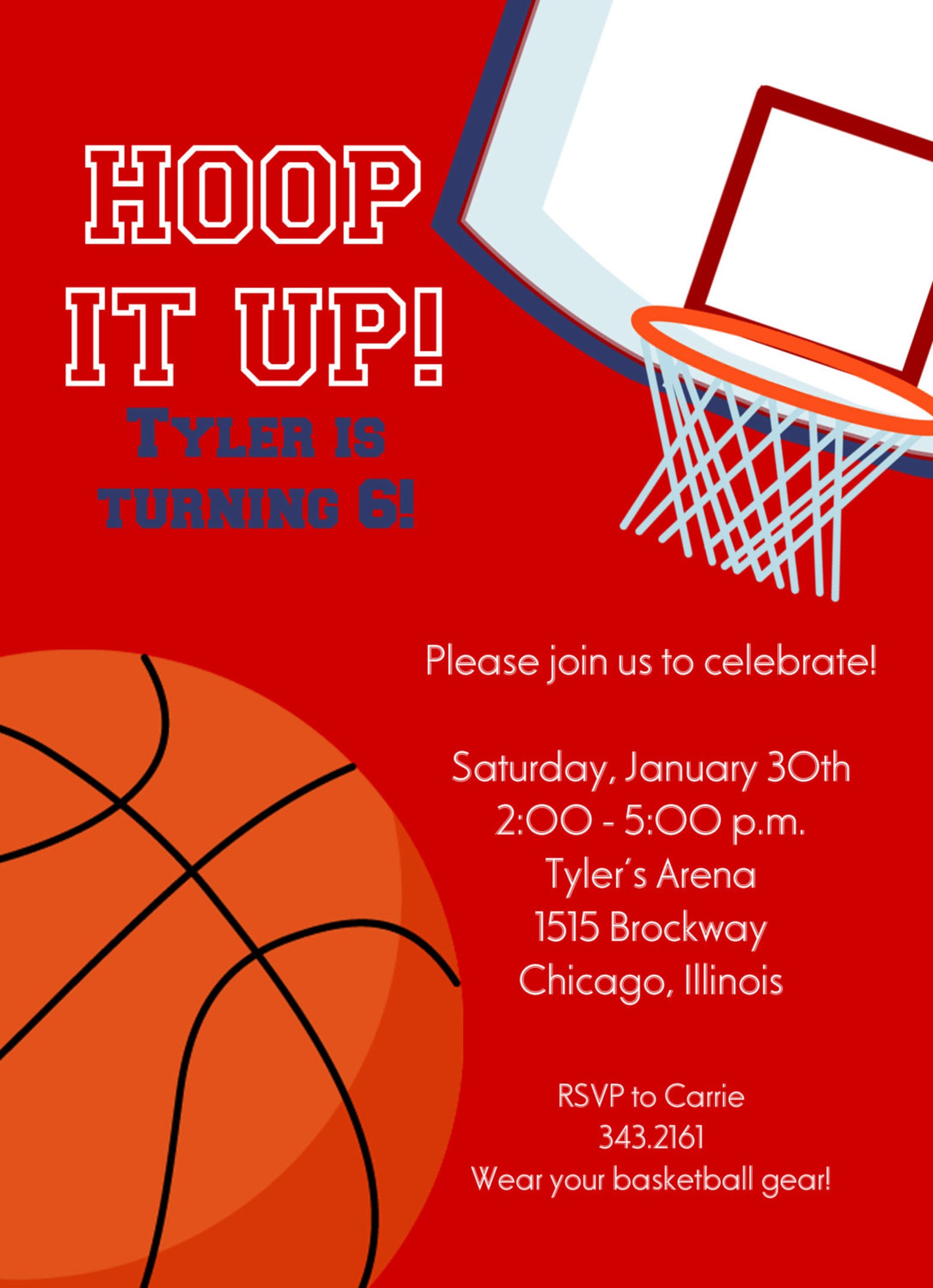 Basketball Invitation Printable Invitation File Custom Etsy