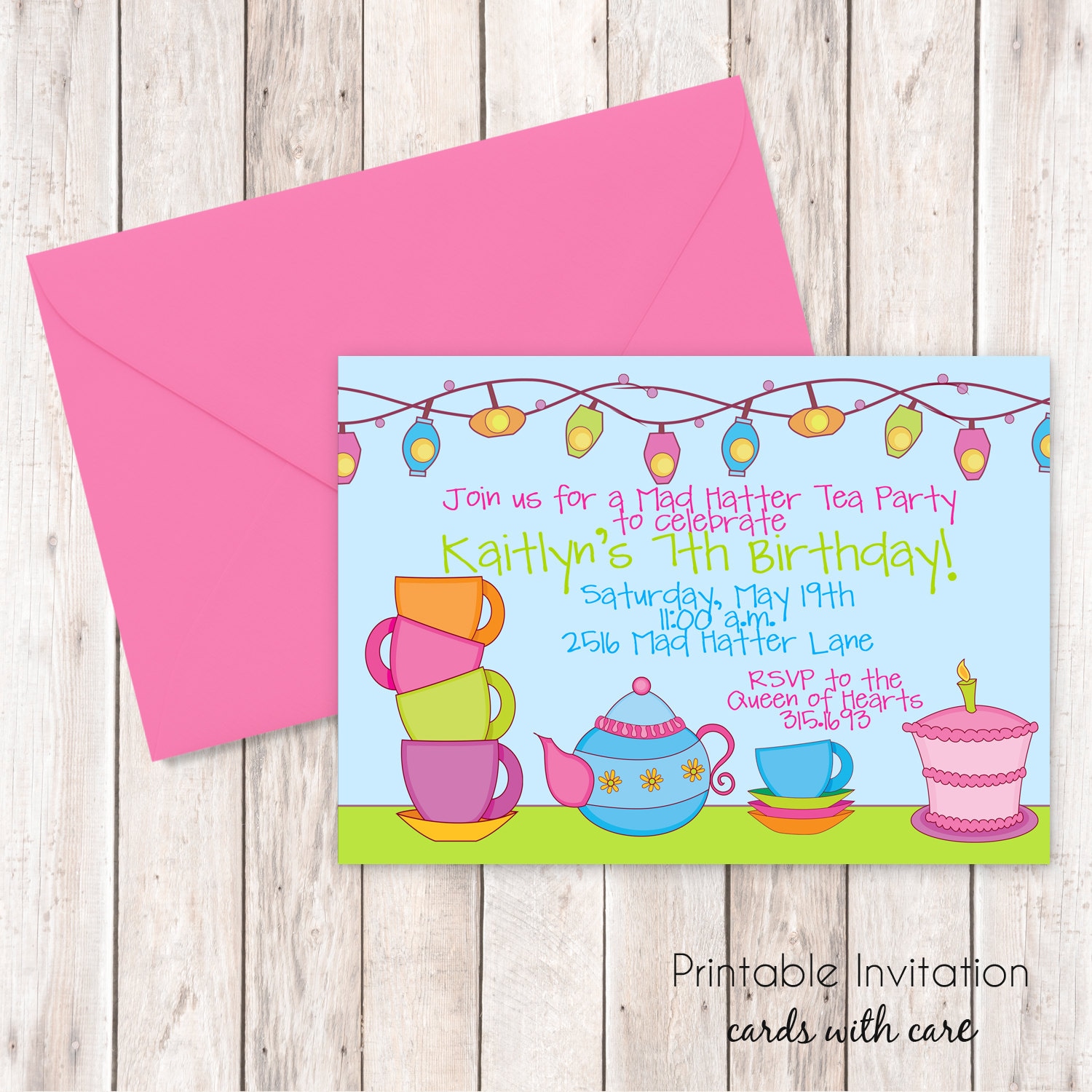 Mad Hatter Tea Party Invitation, Alice in Wonderland Tea Party ...