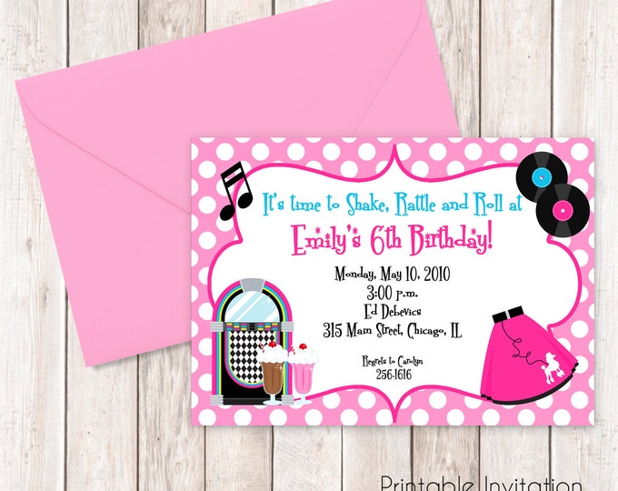 50s Invitation Sock Hop Birthday Invitation Printable - Etsy