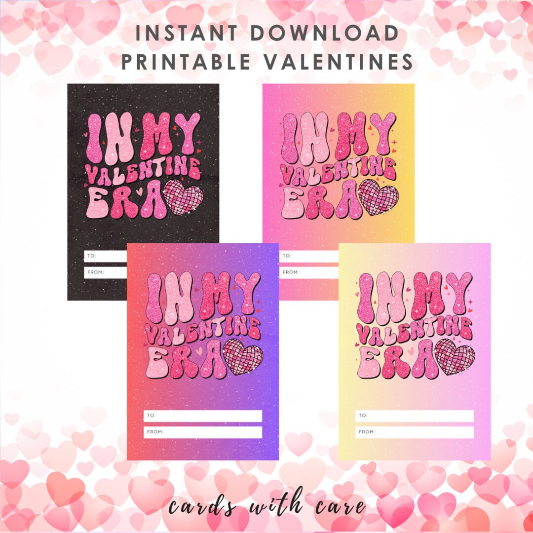 Taylor Swift Inspired Printable Valentine Era Cards, Instant Download ...
