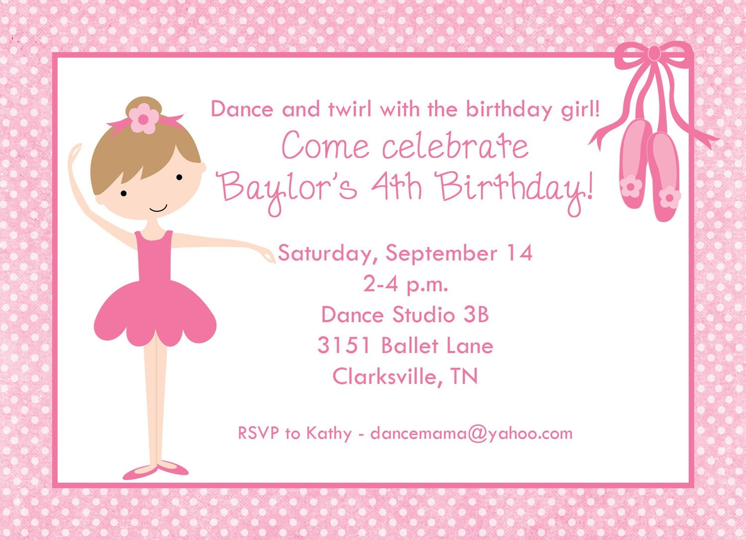 Little Ballerina Invitation, Printable Invitation Design, Custom ...