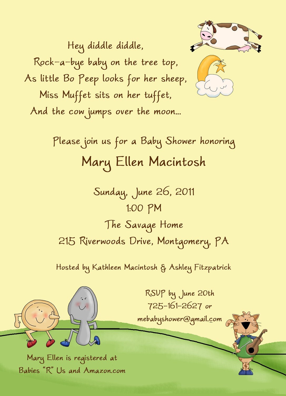 Nursery Rhyme Baby Shower Invitation, Printable Invitation Design ...
