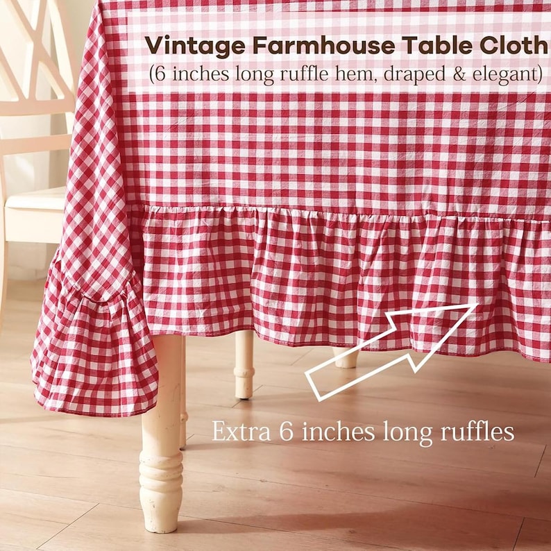 Red & White Gingham Table Cloth - Etsy