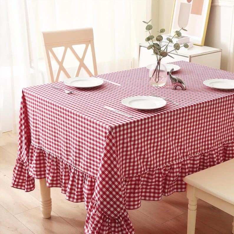 Red & White Gingham Table Cloth - Etsy
