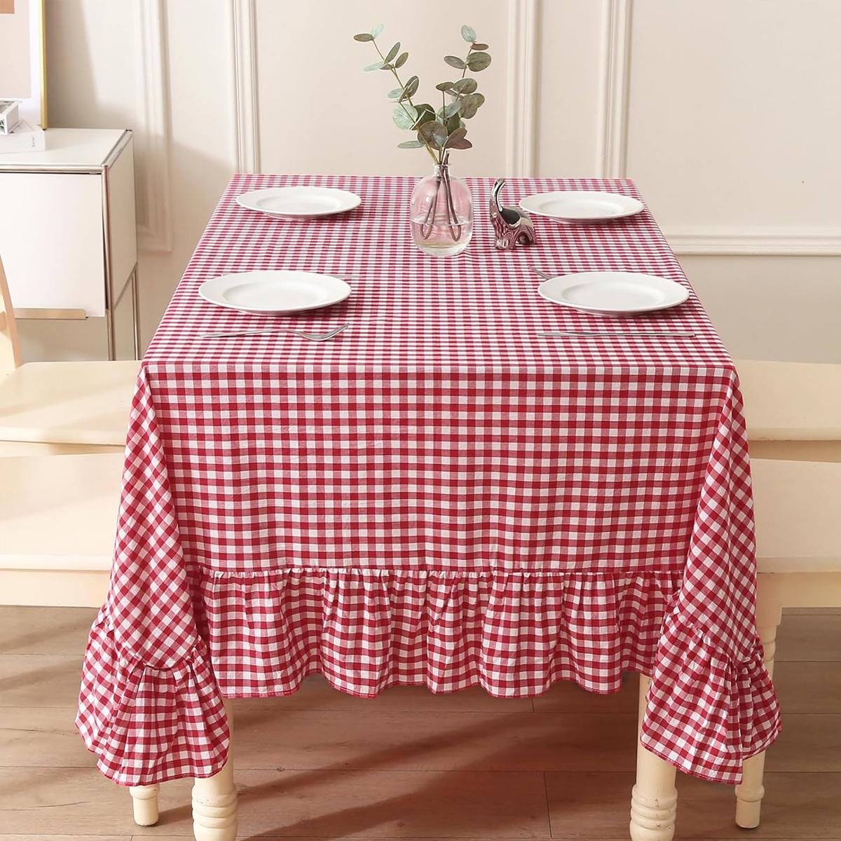Red & White Gingham Table Cloth - Etsy