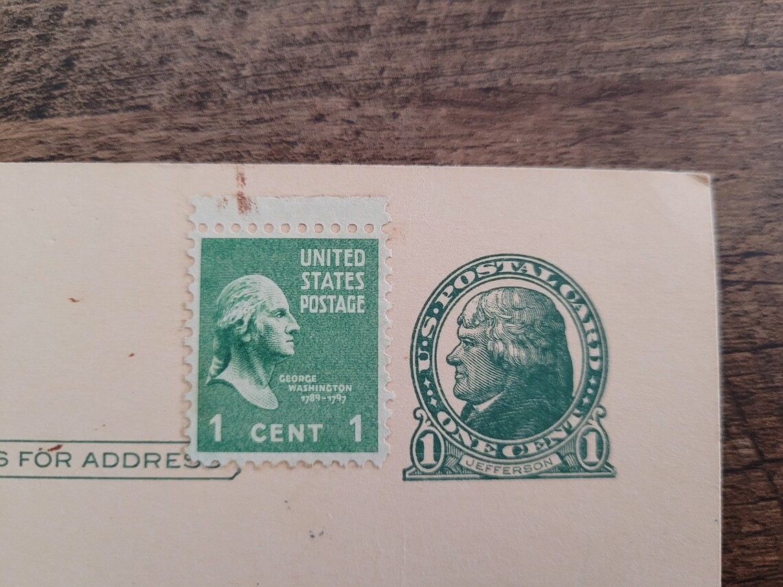 Vintage Prepaid 1 Cent Postcard With Green George Washington 1 Cent ...