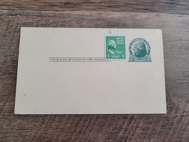 Vintage Prepaid 1 Cent Postcard With Green George Washington 1 Cent ...