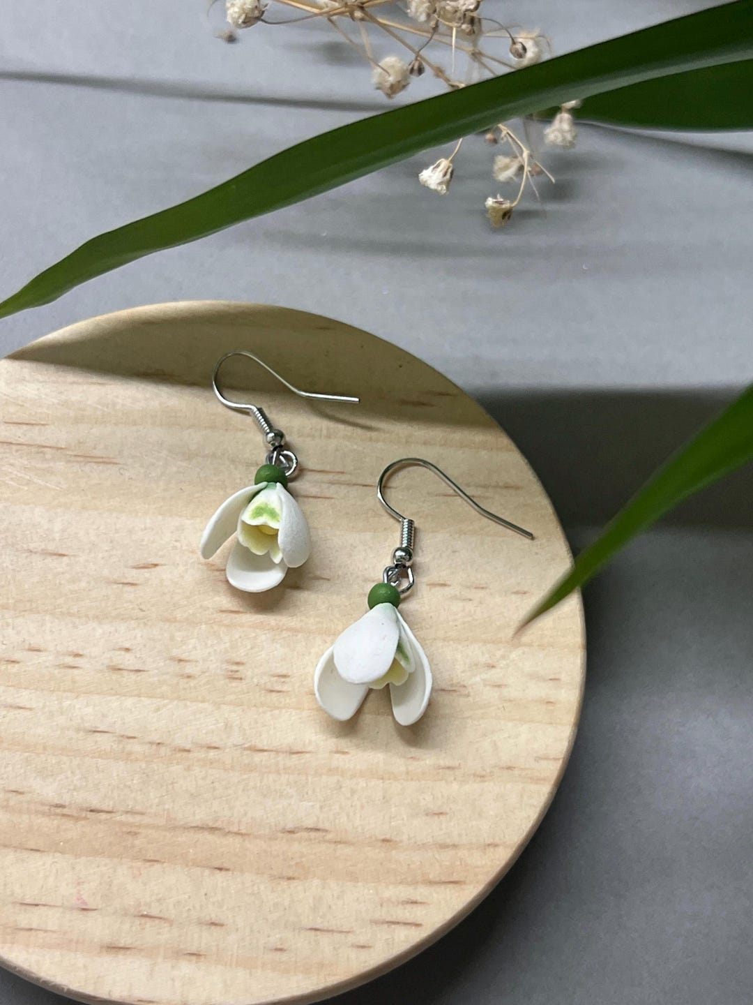 Handmade Snowdrop Dangle Earrings Elegant Spring-inspired Jewelry - Etsy