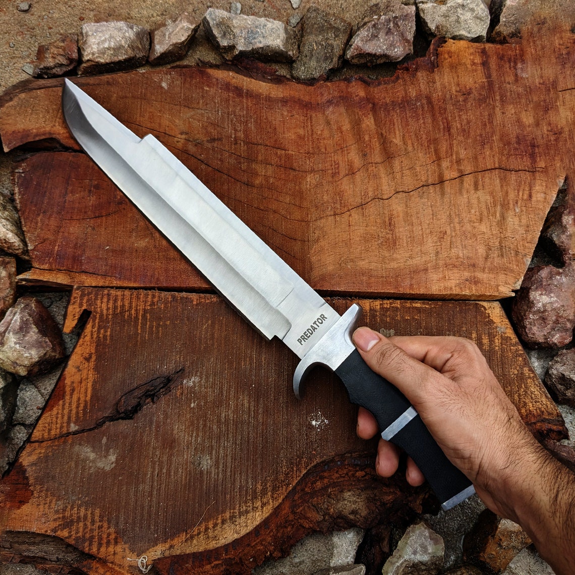 Predator Bowie Knife: Handmade 5160 Spring Steel Predator Replica ...