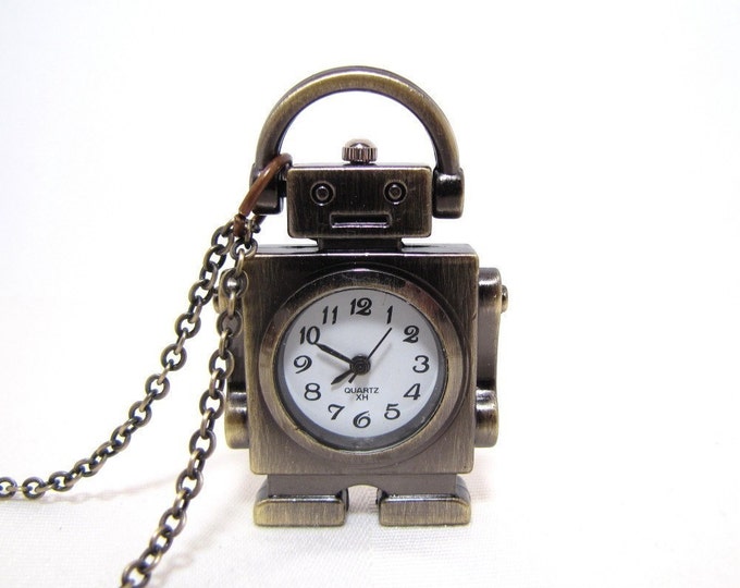 Robot Necklace Timepiece Watch Clock Pendant - Etsy