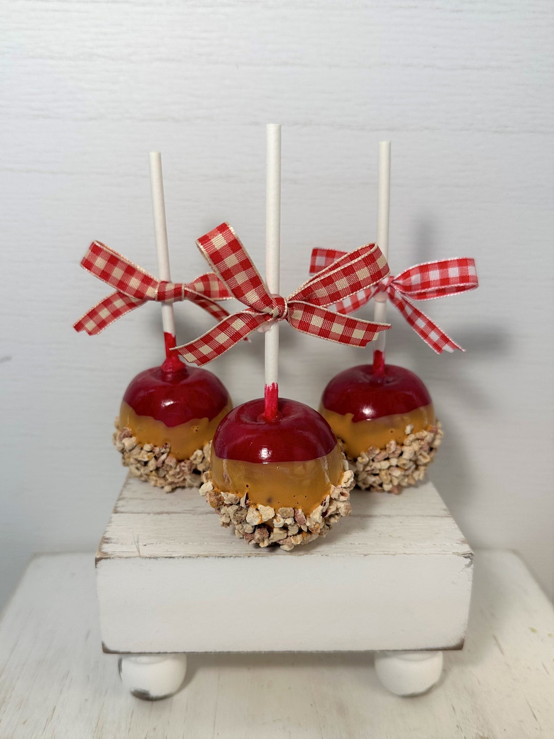 Faux Carmel Apples, Tiered Tray Decor, Fall Decor, Faux Candied Apples ...
