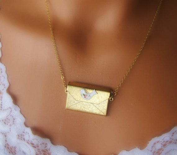 Items similar to Envelope Locket Necklace on Etsy