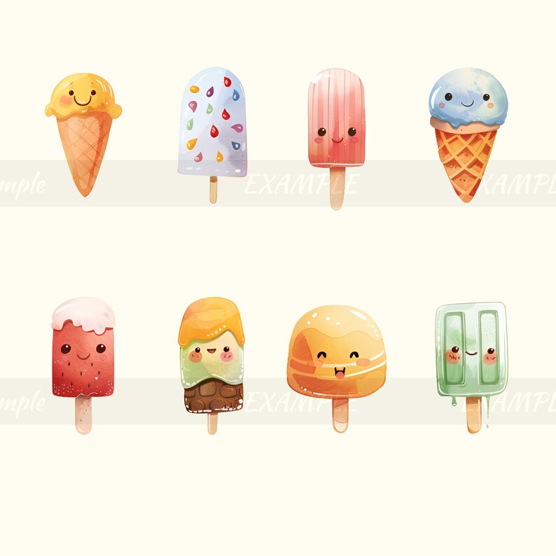 Watercolor Ice Cream Clip Art, Summer Clipart, Dessert Cute ...