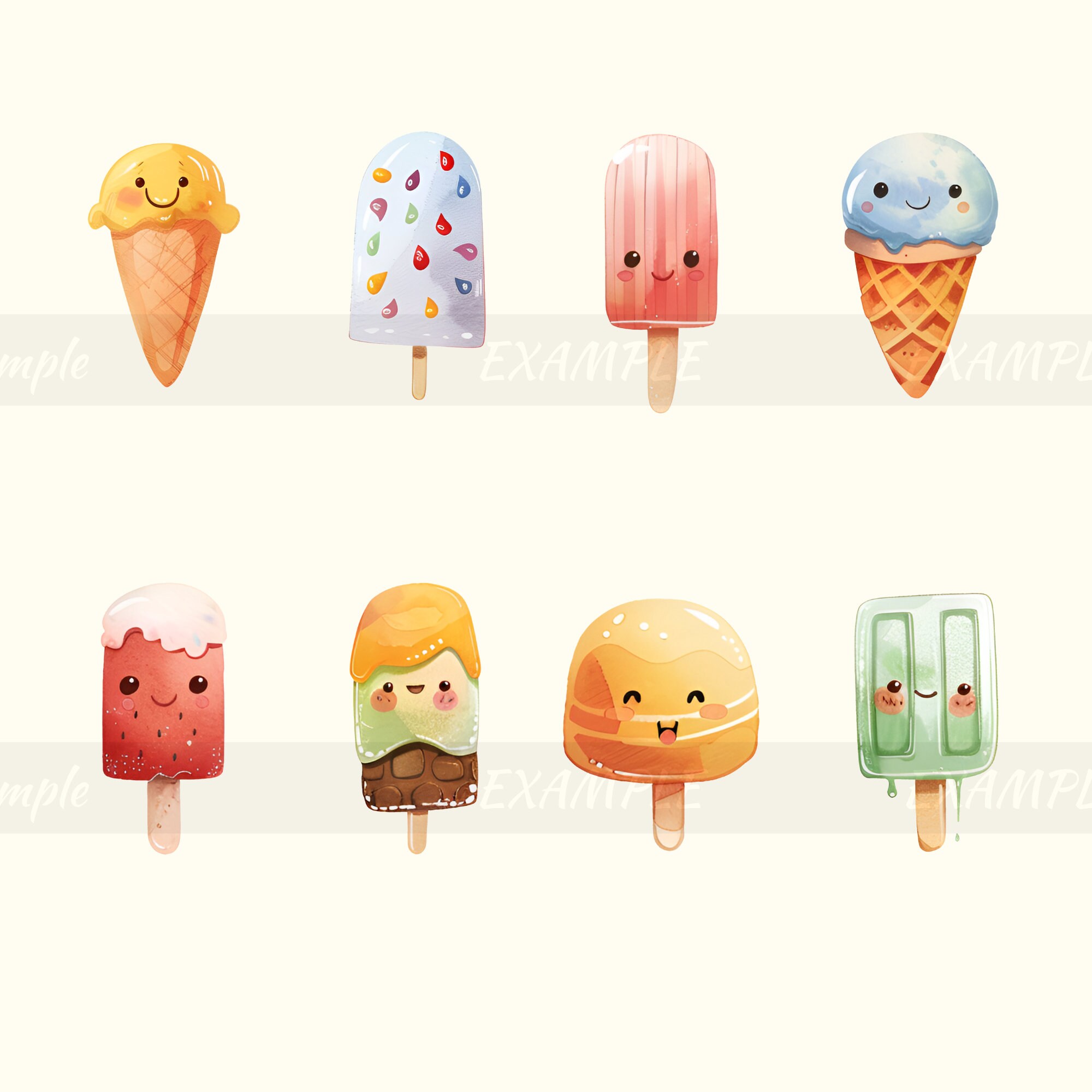 Watercolor Ice Cream Clip Art, Summer Clipart, Dessert Cute ...