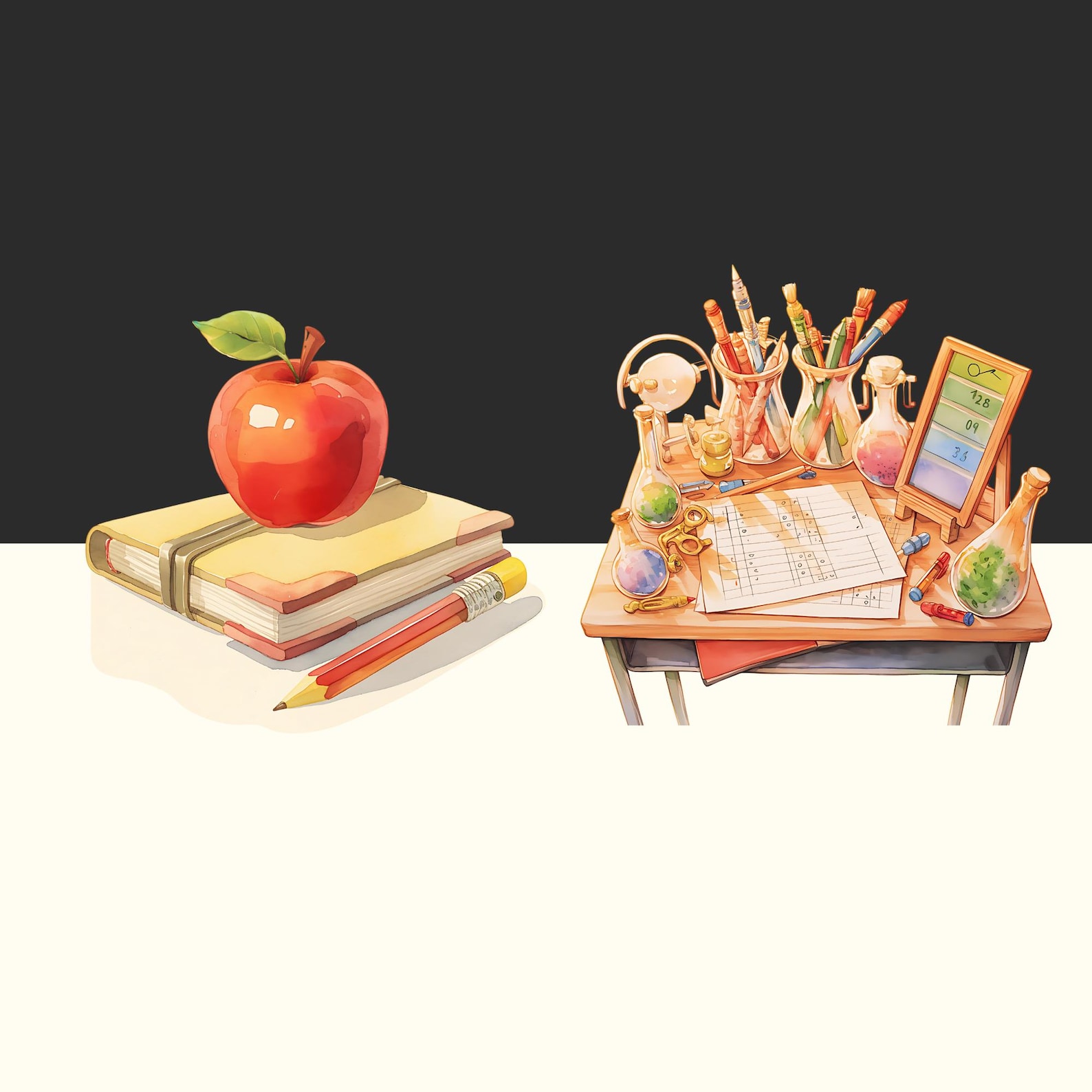 Watercolor Back to School Clipart Bundle / Cute Arts / Watercolor ...