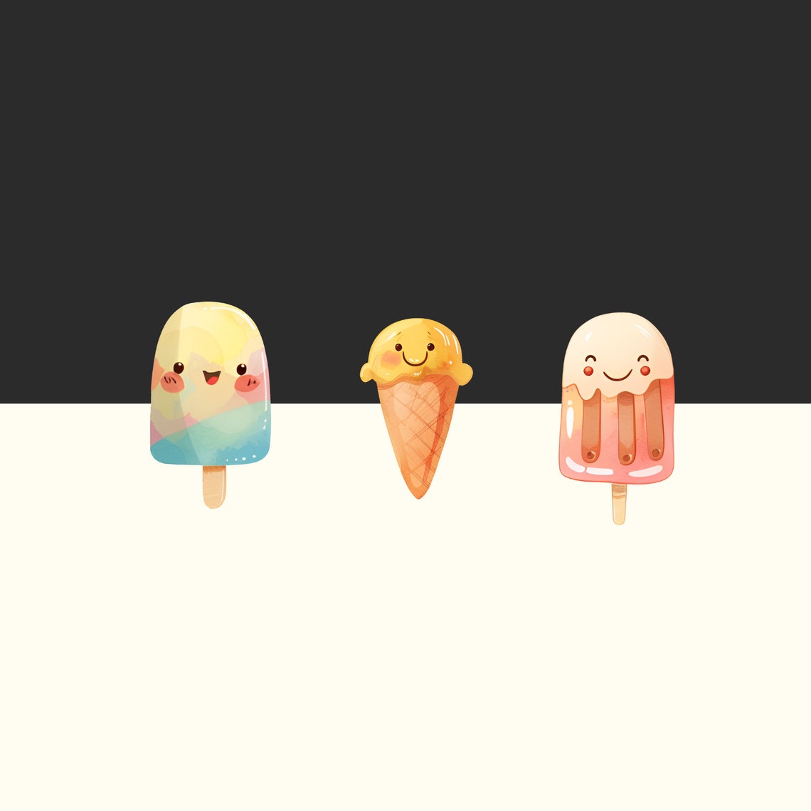 Watercolor Ice Cream Clip Art, Summer Clipart, Dessert Cute ...